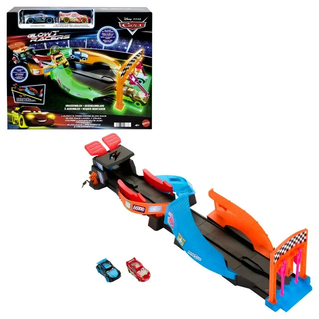 Disney Pixar Cars Glow Racers Launch & Criss-Cross Playset with 2 Glow ...